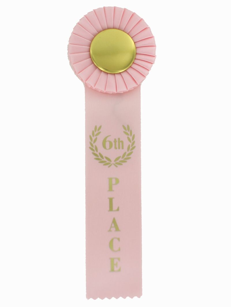 PINK RIBBON, ROSETTE 6TH PLACE 2 INCH MYLAR