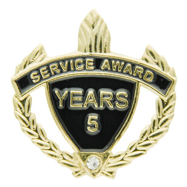 SERVICE AWARD PIN WITH RHINESTONE, 5 YEARS