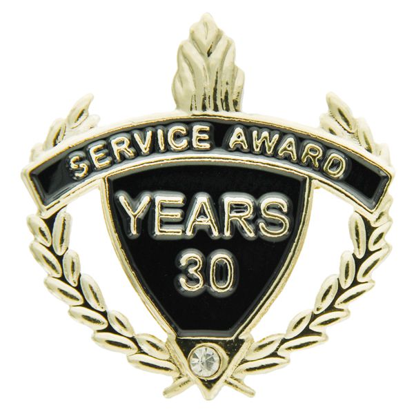 SERVICE AWARD PIN WITH RHINESTONE, 30 YEARS
