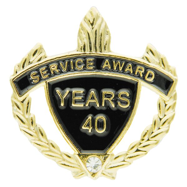 SERVICE AWARD PIN WITH RHINESTONE, 40 YEARS