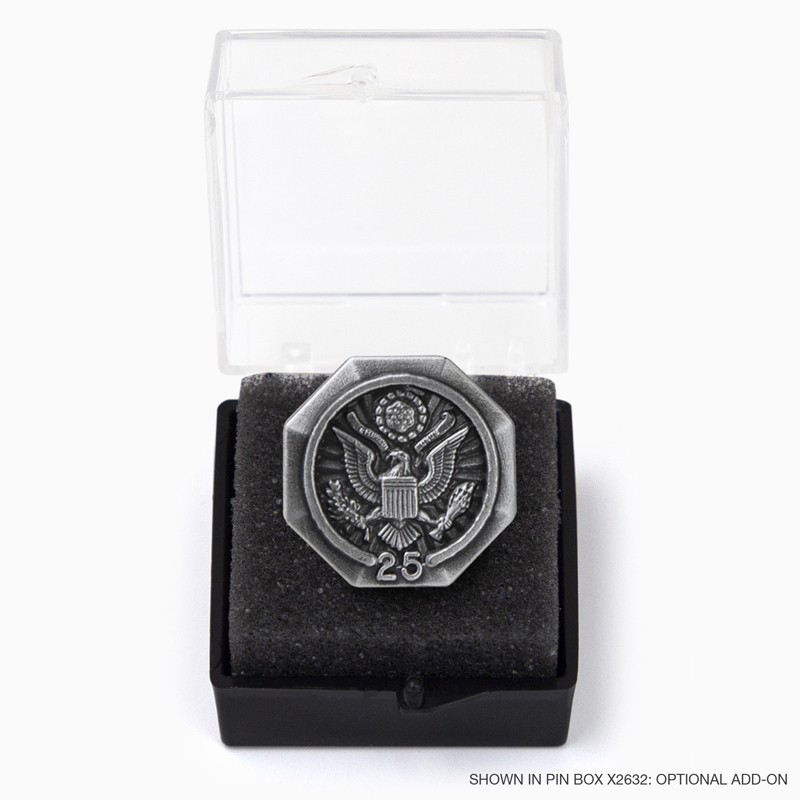 U.S. FEDERAL YEARS OF SERVICE SILVER PIN - 25 YEARS