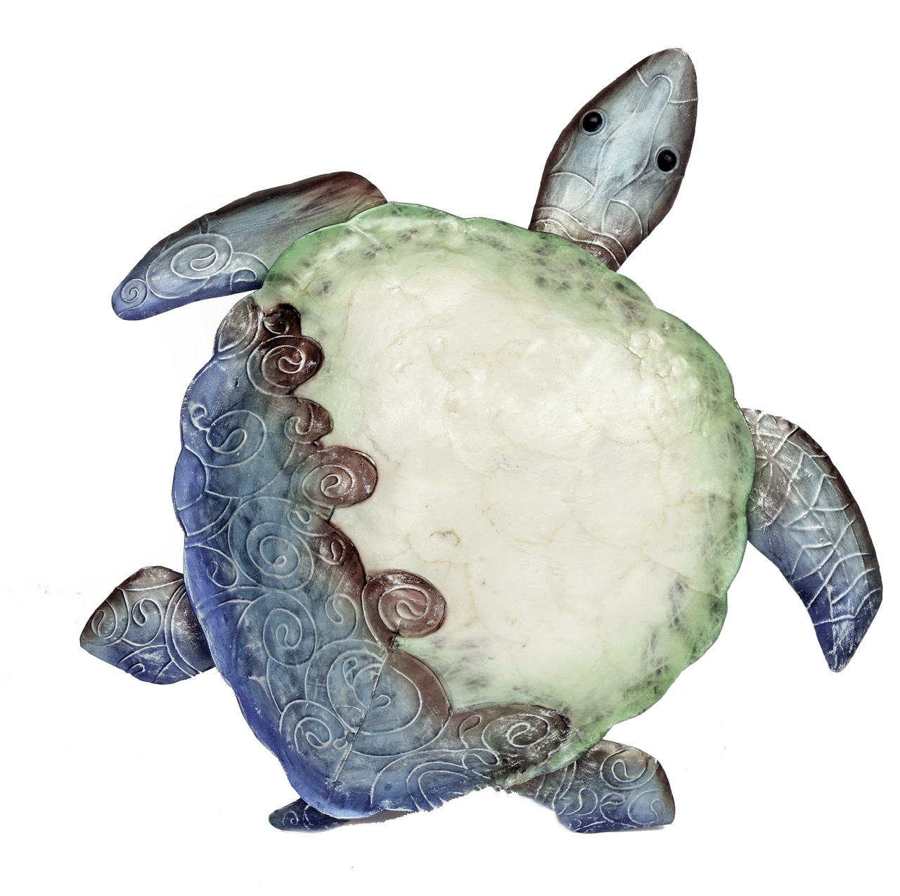 Blue Capiz & Metal Turtle