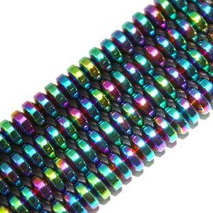 Magnetic Hematite Beads: Rainbow Color Rondelle Discs (4mm)