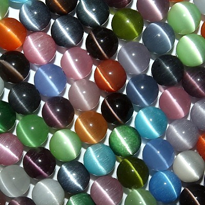 Multi-Color Fiber Optic Cats Eye Beads (8mm)