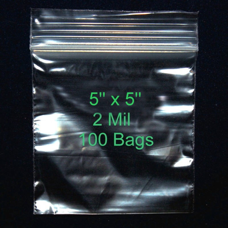 Recloseable Ziplock Bags 5" x 5" - 100 count
