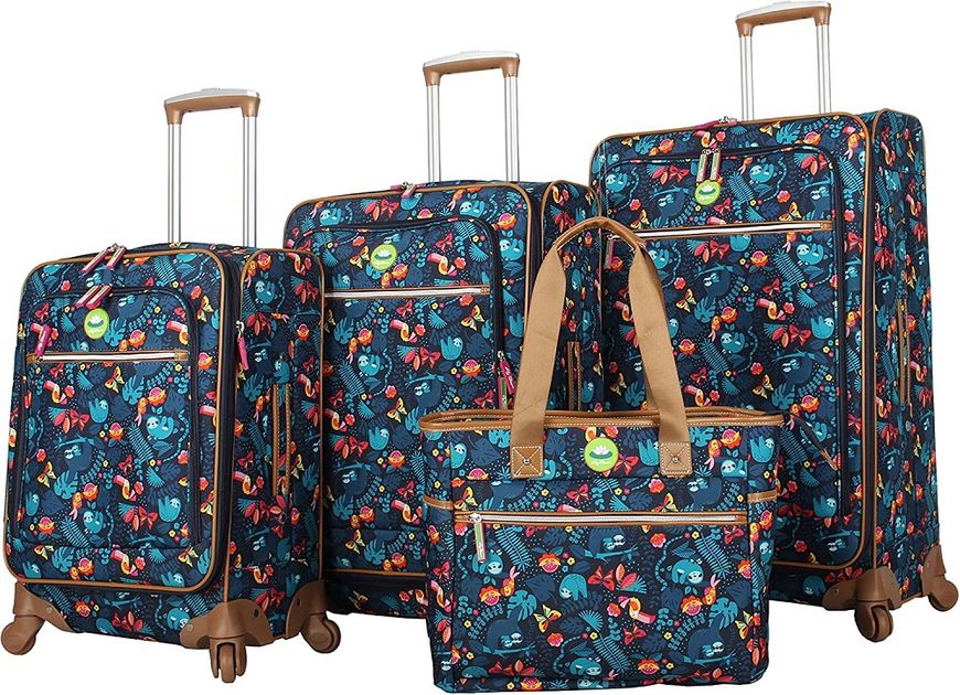 Lily Bloom Sloth To Me Navy 4-Piece Luggage Set