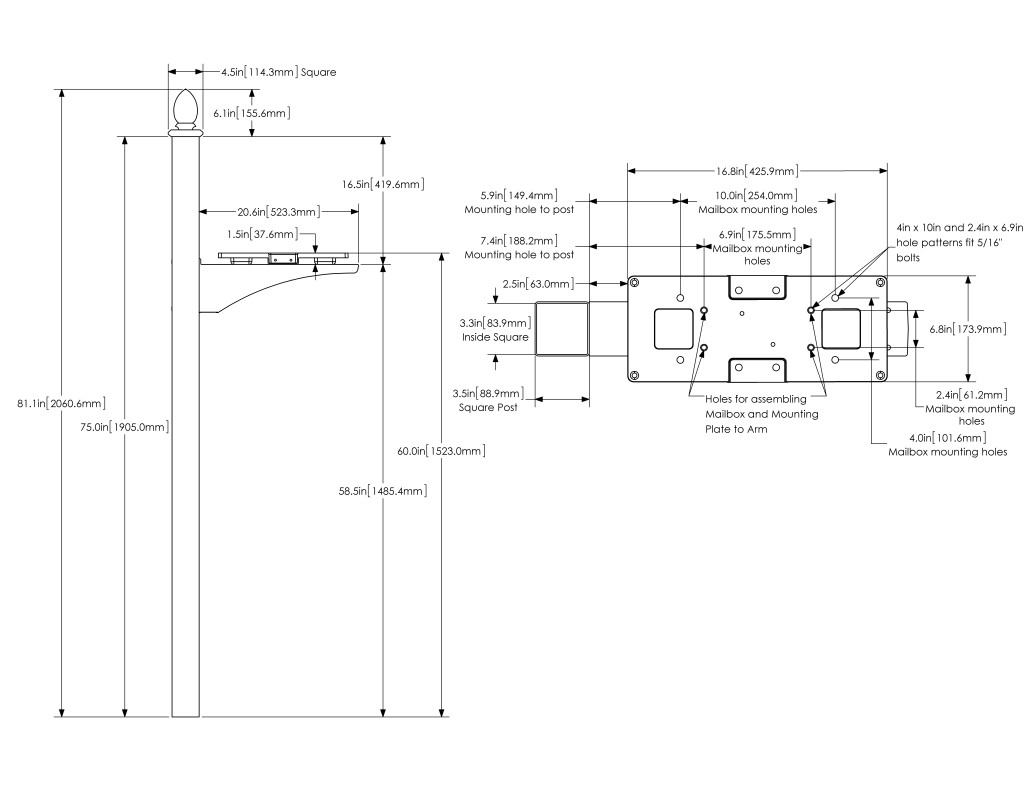 The Coronado Mailbox Post - Free Shipping