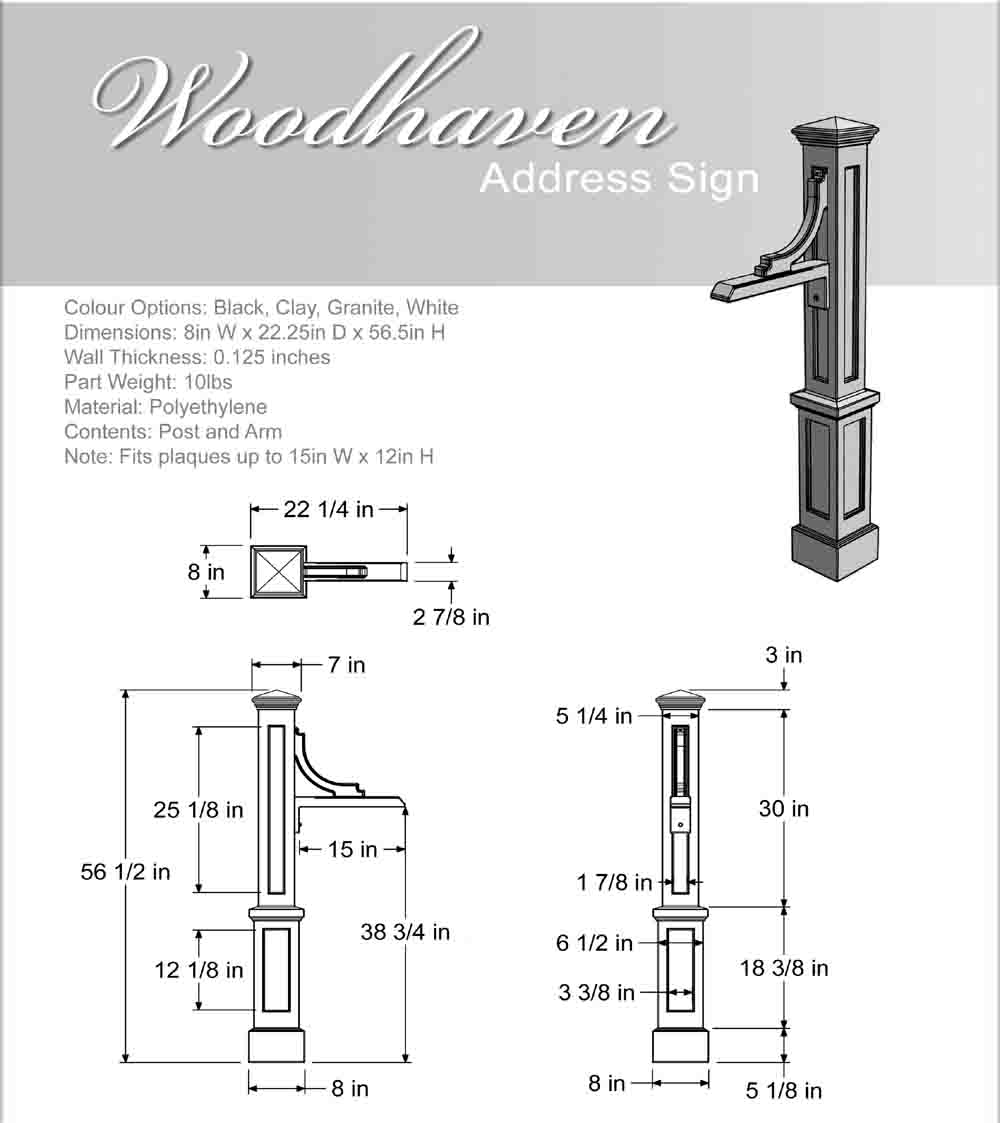 Mayne Granite Woodhaven Address Sign Post