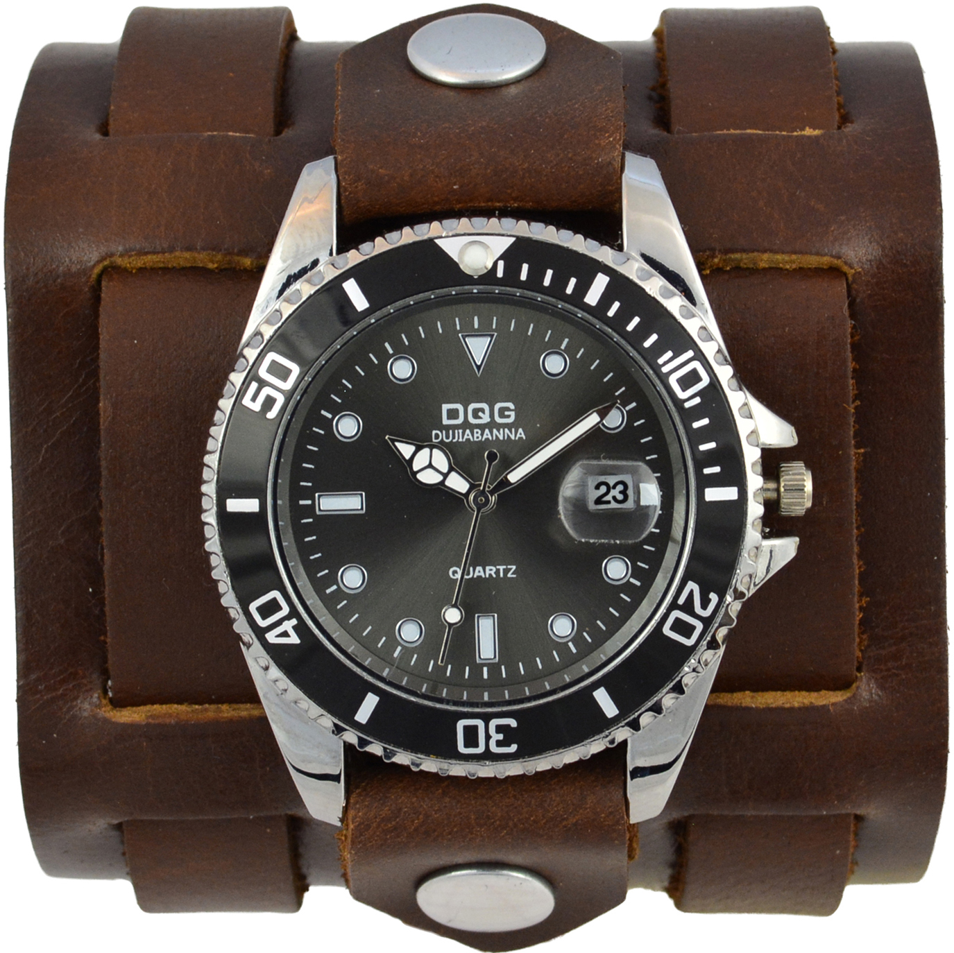 Leather Cuff Watch - Three Straps