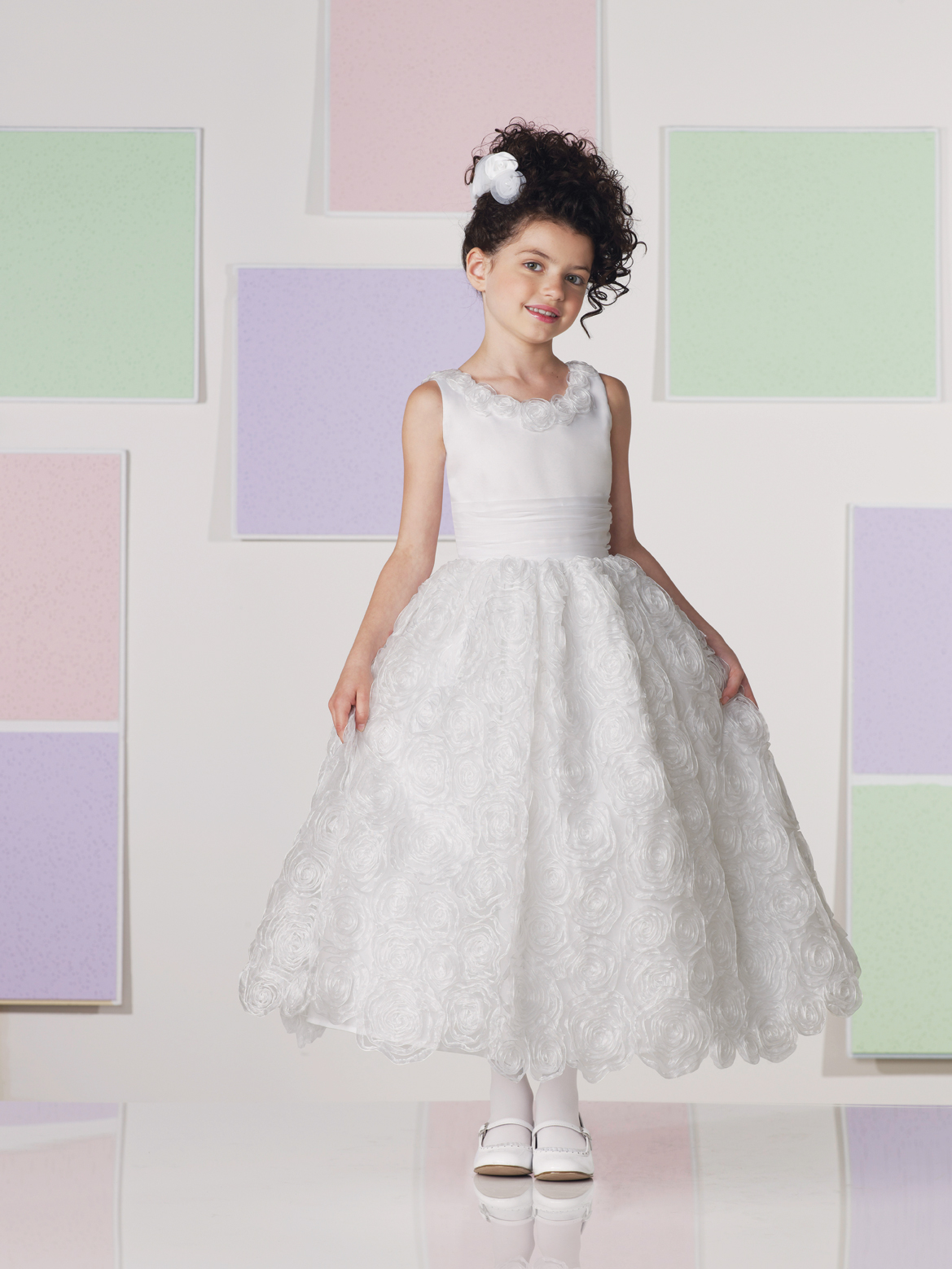 Joan Calabrese *Rosette Overlay Communion Dress*