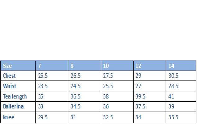 US Angels Size Chart 7-14