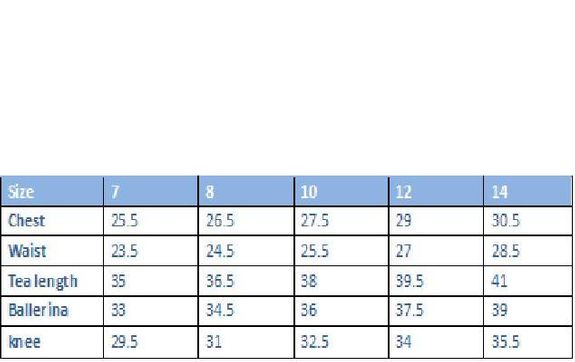 US Angels Size Chart 7-14