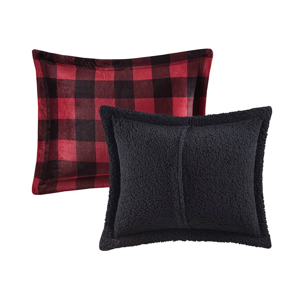 Alton Red & Black Buffalo Plaid Check Sherpa Comforter