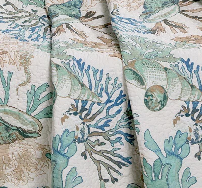 Atlantis Jade Sea Shell Beach Quilt Set