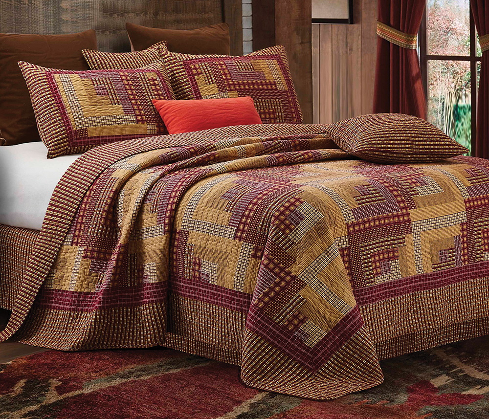 Montana Red Log Cabin Quilt Set