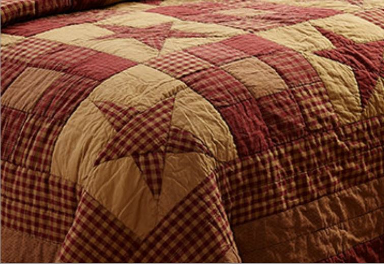 NinePatch Burgundy Primitive Star Quilt