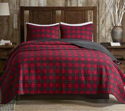 Woolrich Red Buffalo Check Cabin Quilt Set