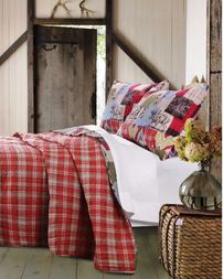Rustic Lodge Red Plaid Reversible Quilt Set