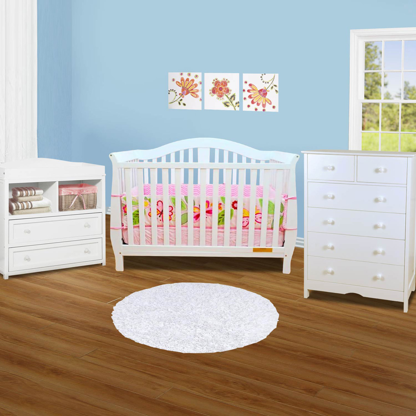 AFG 3 Piece Nursery Set - Desiree Convertible Crib, Leila 2 Drawer ...