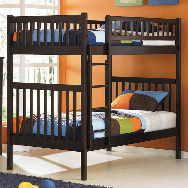 Atlantic Furniture Arizona Twin Over Twin Bunk Bed in Antique Walnut ...