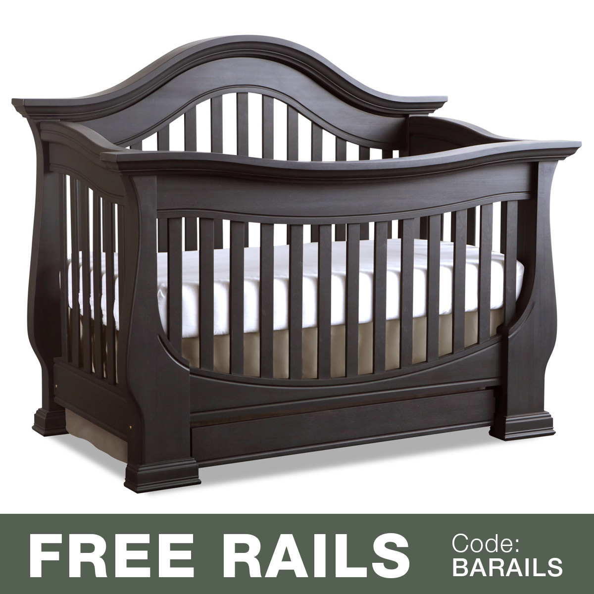 Baby Appleseed Davenport 3-in-1 Convertible Crib in Slate FREE SHIPPING