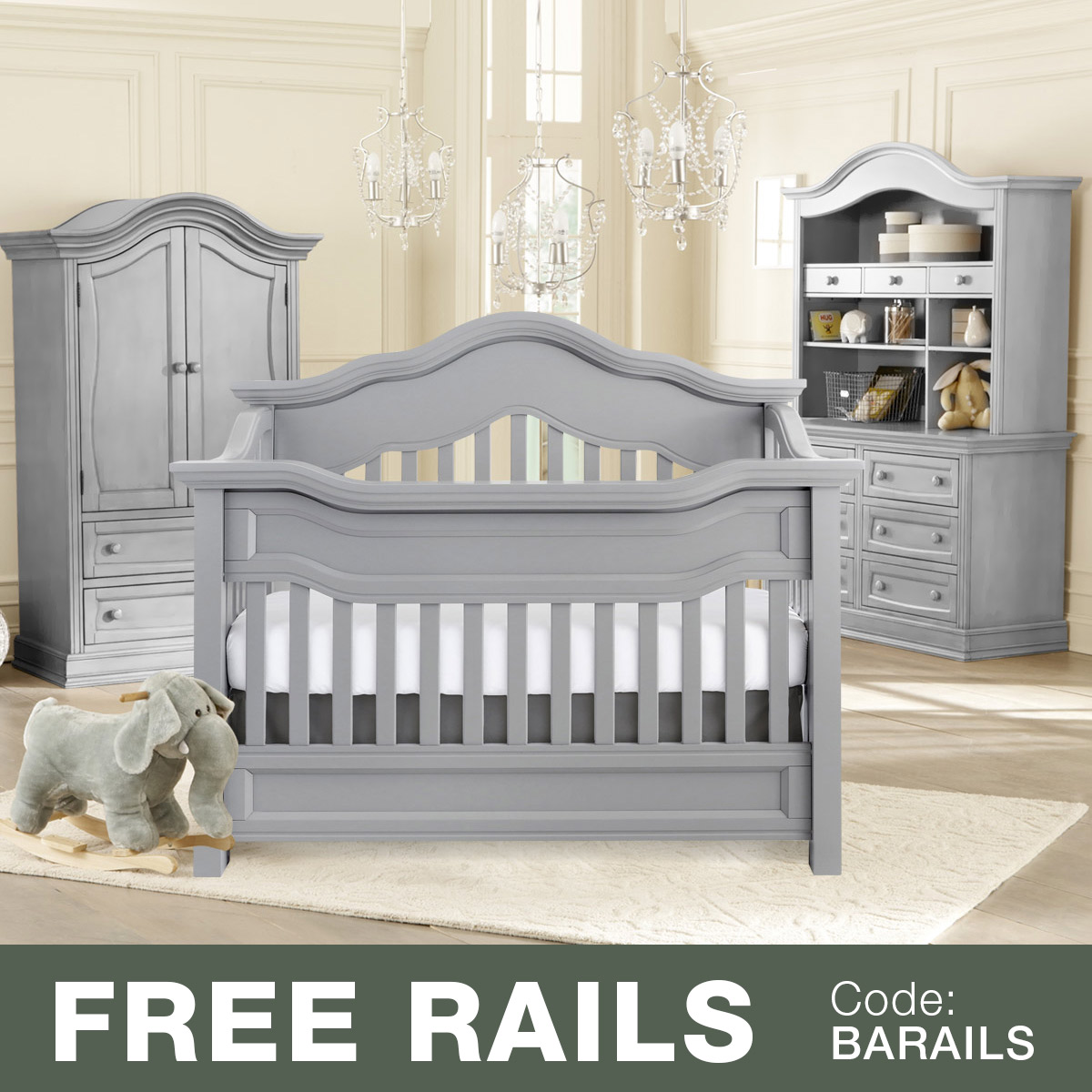 Baby Appleseed Millbury 5 Piece Nursery Set - 3-in-1 Convertible Crib ...