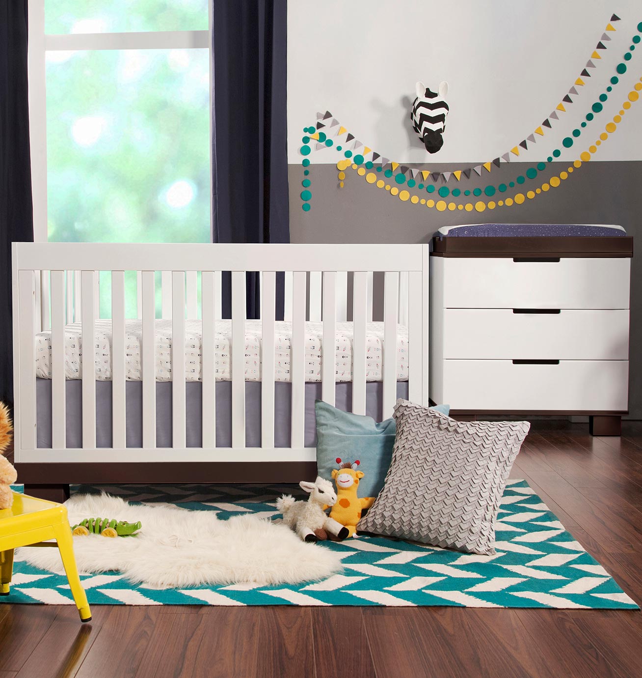 Modern Babyletto 2 Piece Nursery Set - Modo 3-in-1 Two-Tone Crib & 3 ...