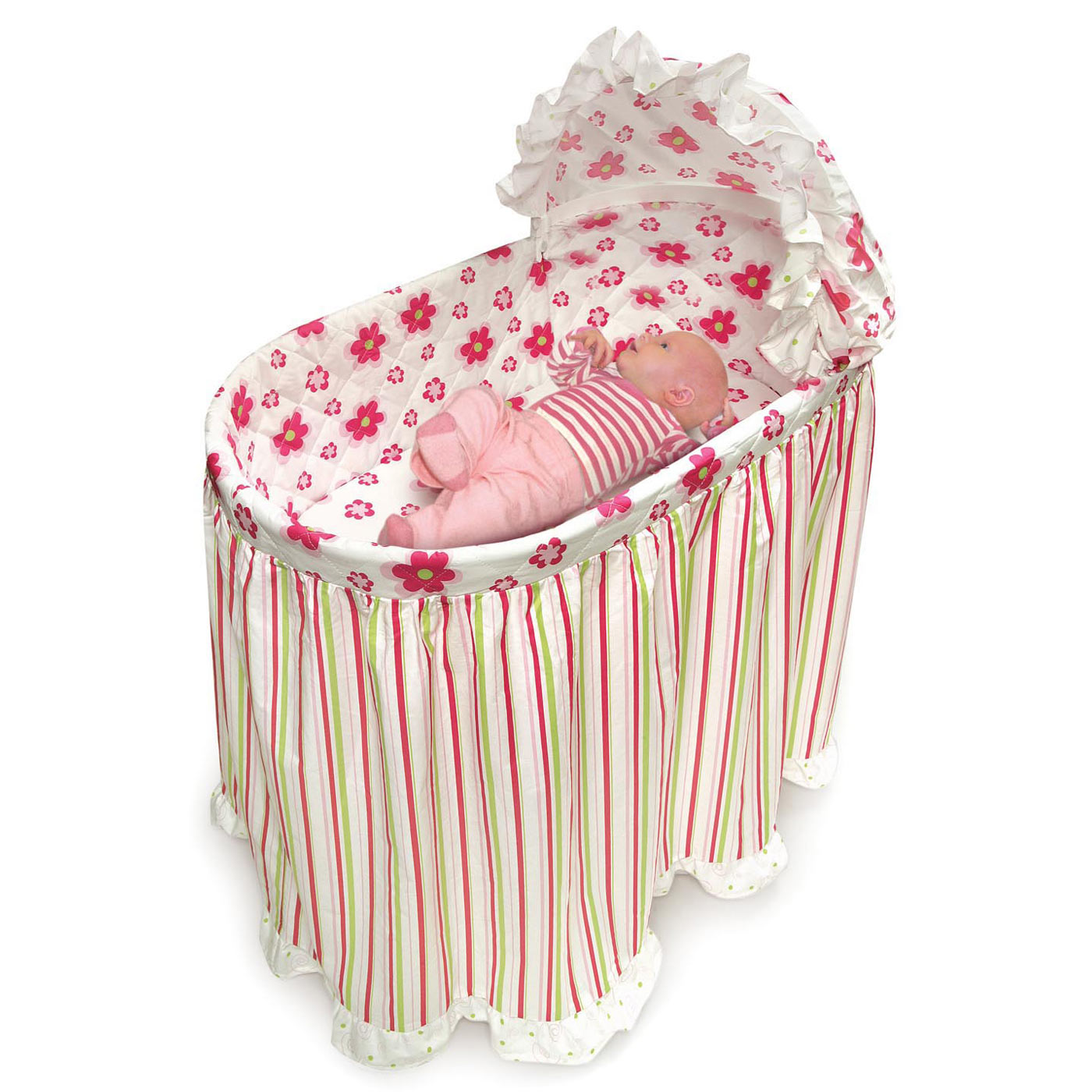 Badger Basket Embrace Bassinet with Stripe and Flower Bedding Set FREE ...