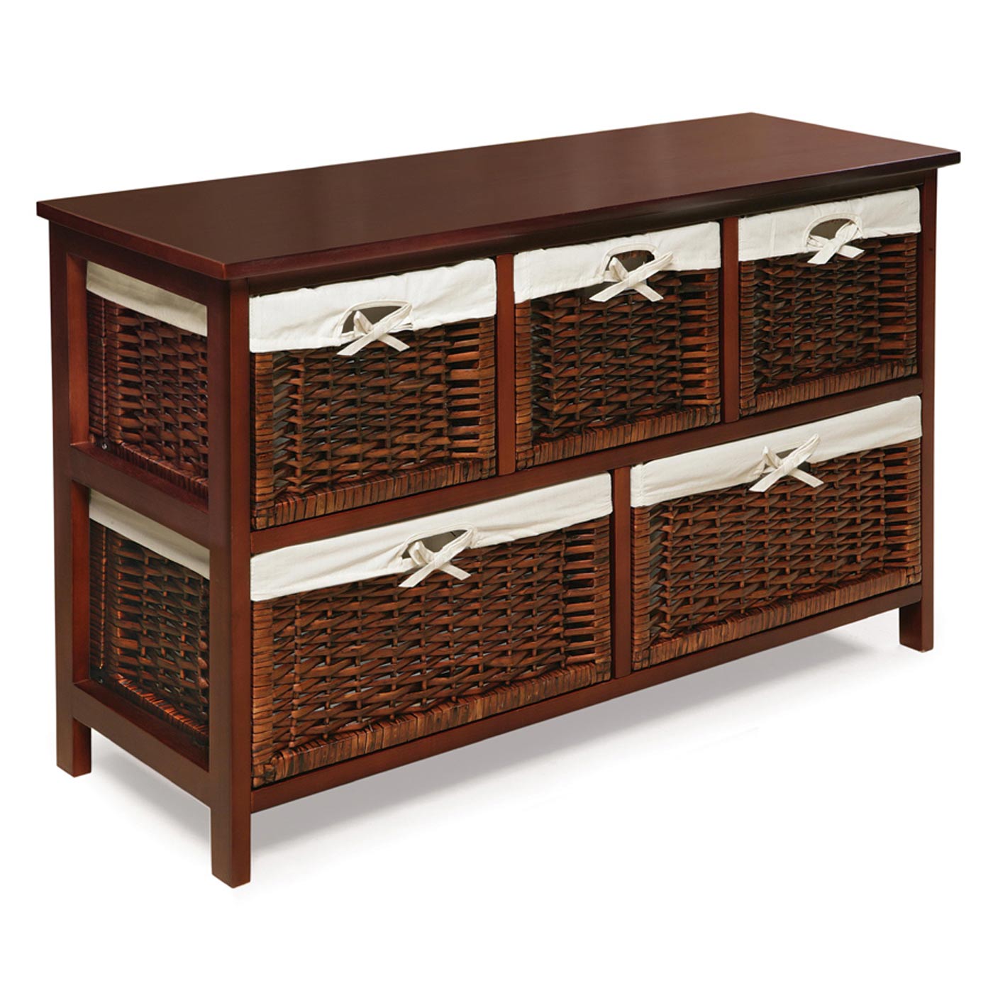 Badger Basket Five Basket Storage Unit with Wicker Baskets in Cherry ...