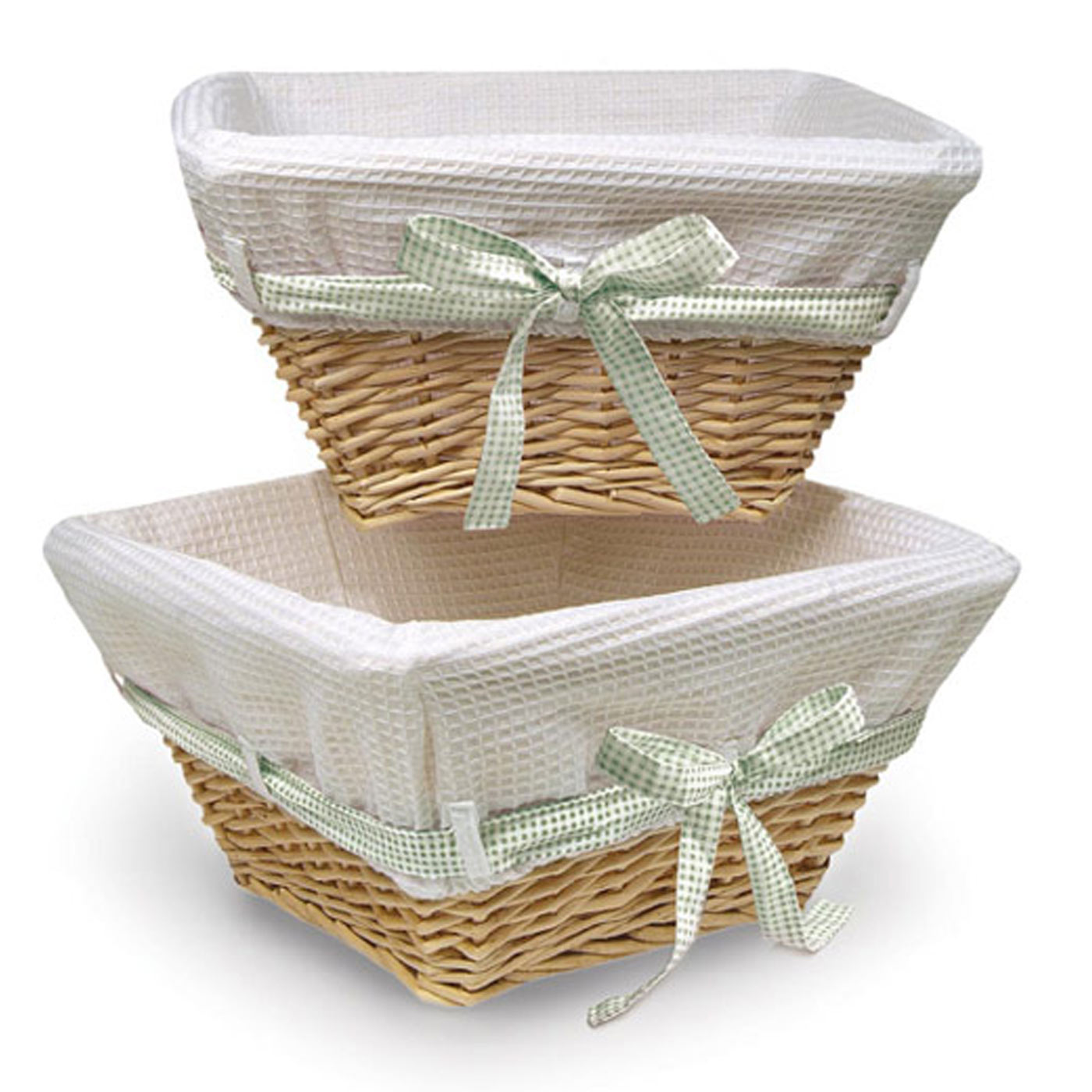 Badger Basket Natural Basket with White Waffle Liner and 4 Ribbons in ...
