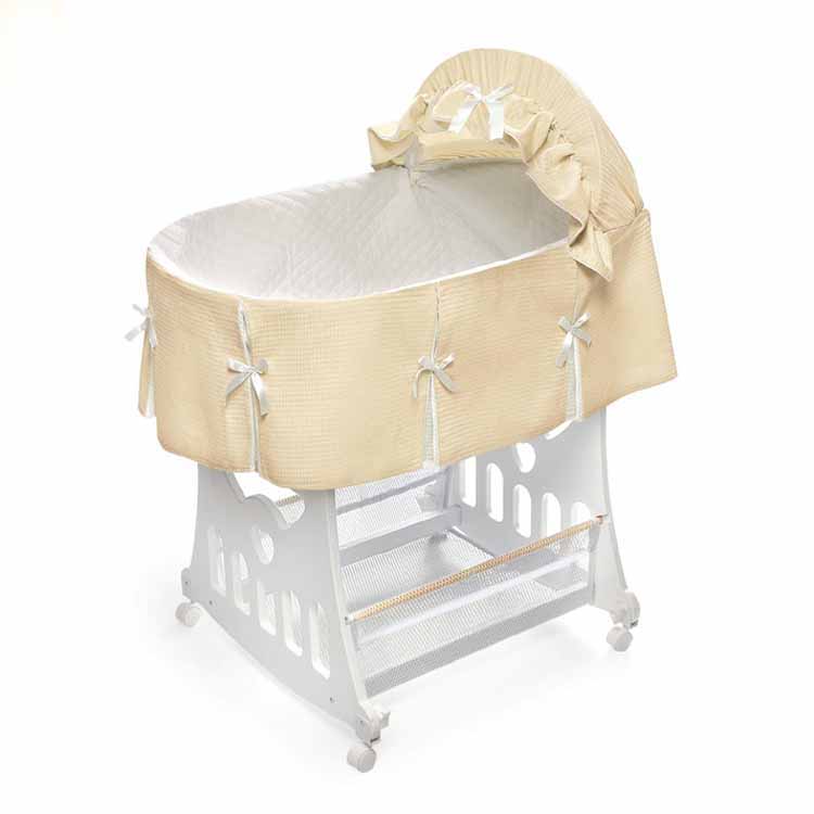 Badger Basket Portable Bassinet 'N Cradle w/Base - Ecru Waffle Pleated ...