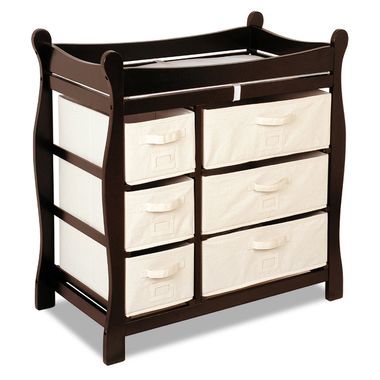 Badger Basket Sleigh Style Baby Changing Table with Six Baskets in ...