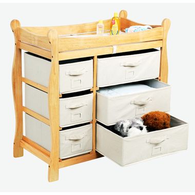 Badger Basket Sleigh Style Baby Changing Table with Six Baskets in ...