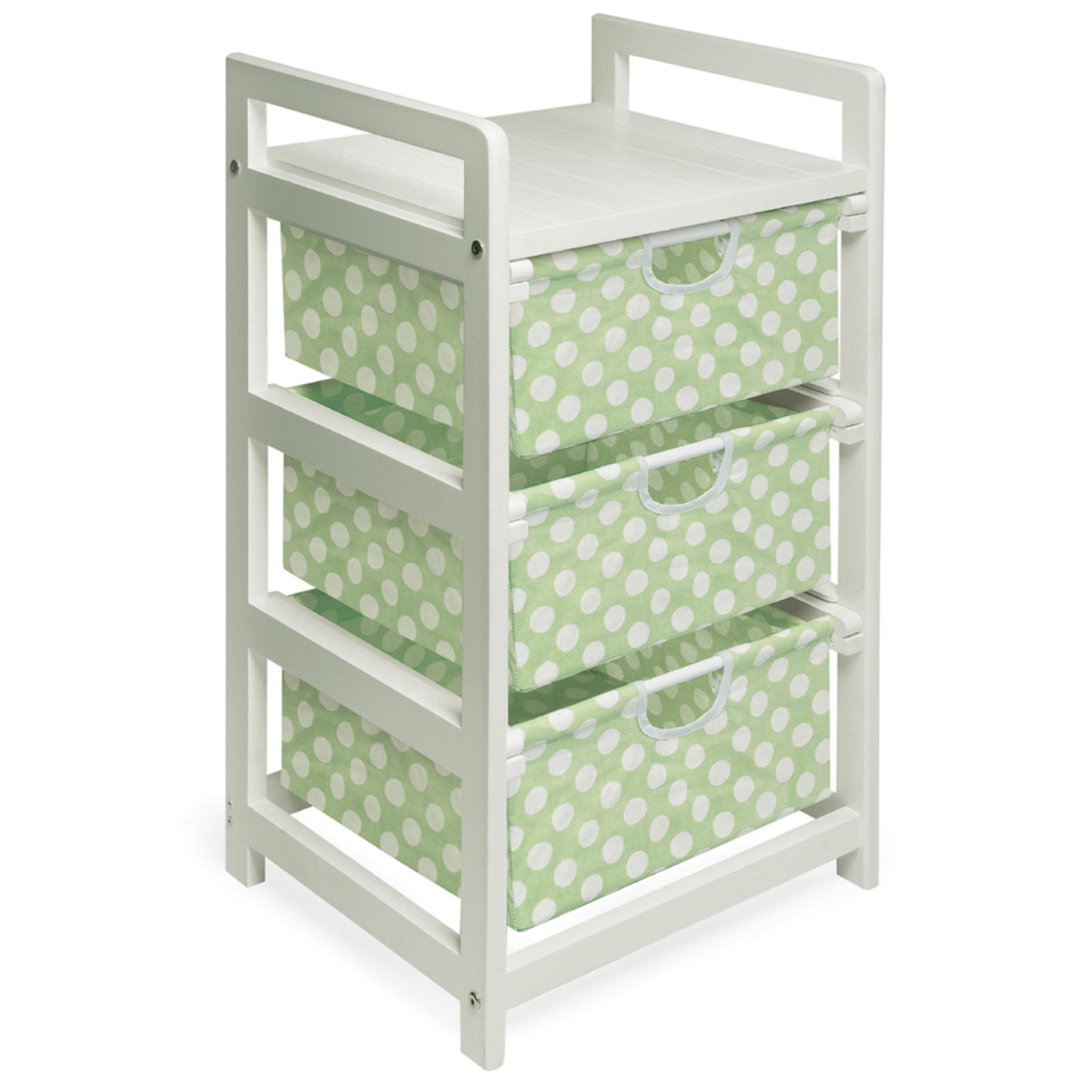 Badger Basket White Three Drawer Hamper and Storage Unit Sage Polka ...