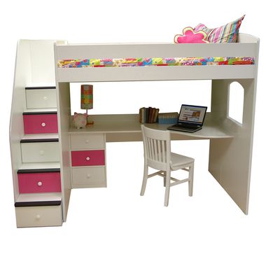 Berg Furniture Utica Lofts Full Size Loft with 5 Drawer Staircase FREE ...