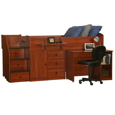 Berg Furniture Sierra Captain's Twin Bed with Pull-out Desk & Stairs ...