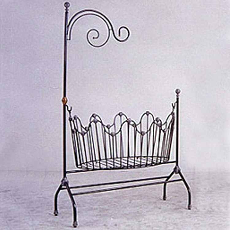 Corsican Black Basket Cradle with Canopy Finial - FREE SHIPPING