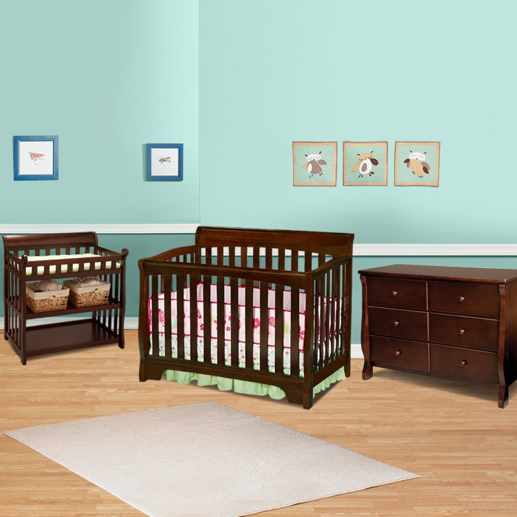 Delta 3 Piece Nursery Set - Eclipse 4 in 1 Convertible Crib, Changing ...