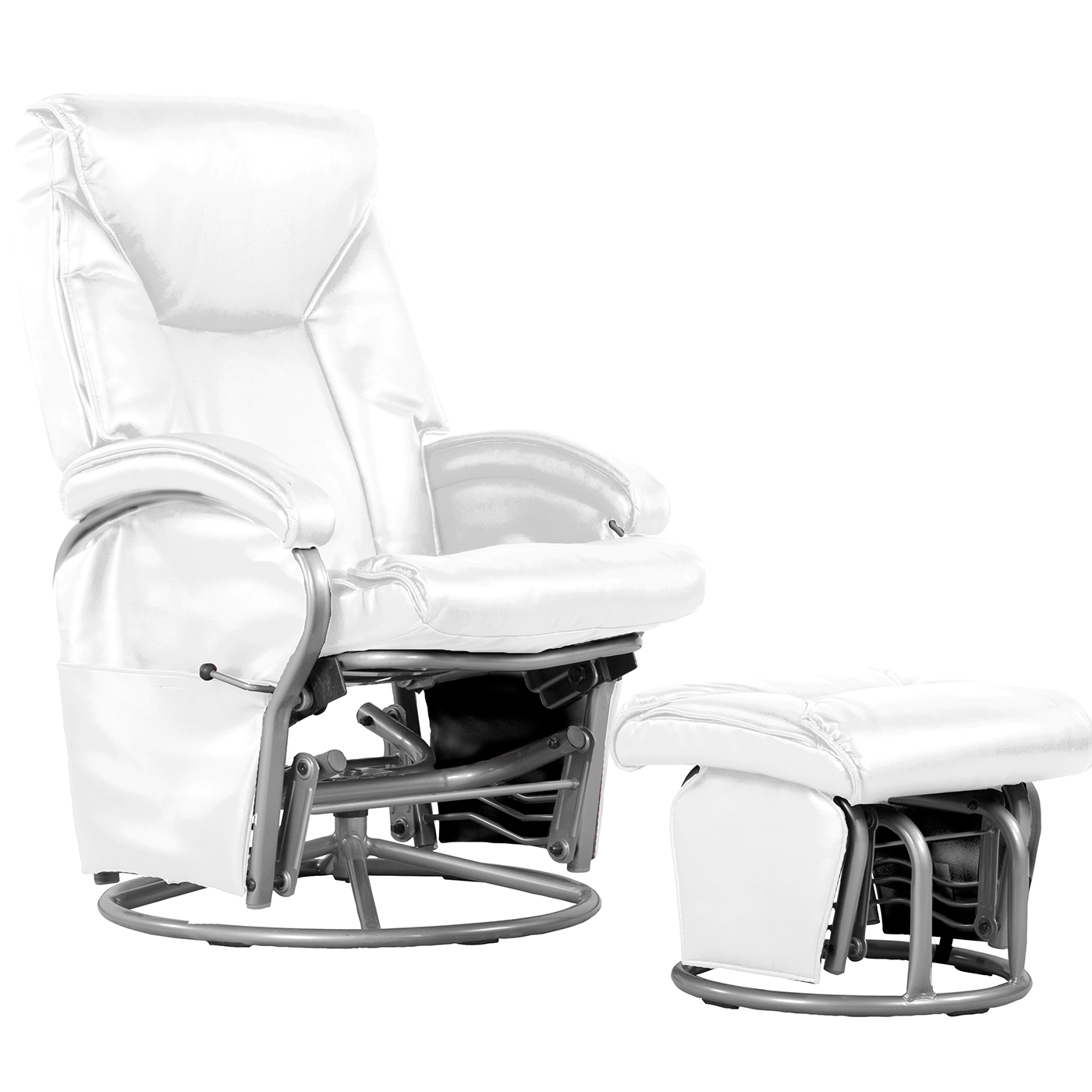 Dezmo Push Back Recliner Bonded Leather Swivel Glider with Matching ...