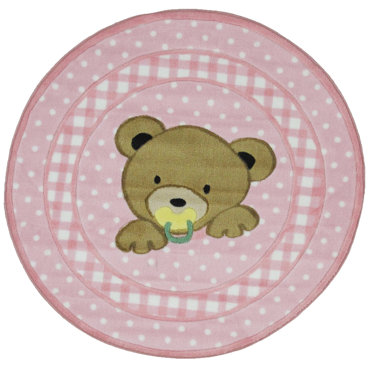 Fun Rugs Teddy Center Pink Extra High Pile Hand-Carved Round Rug 39 ...