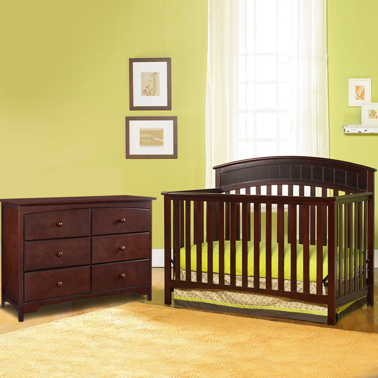 Graco Cribs 2 Piece Nursery Set - Charleston Convertible Crib and 6 ...
