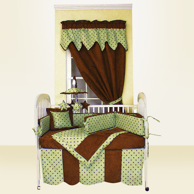 Hoohobbers Dots Green 4 Piece Baby Crib Bedding Set FREE SHIPPING