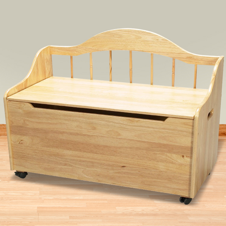 Kids Deacon's Bench / Toy Chest on Casters - Natural - FREE SHIPPING