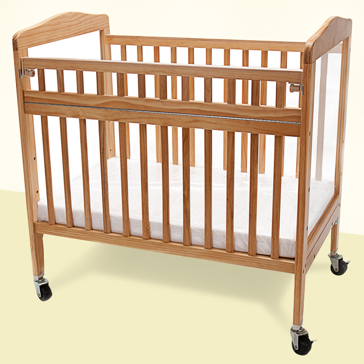 LA Baby Compact Wooden Window Crib with Safety Gate in Natural FREE ...