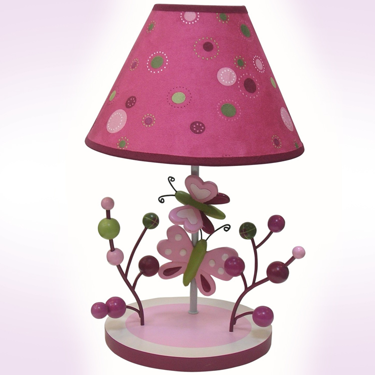 Lambs & Ivy Raspberry Swirl Butterfly Lamp with Shade FREE SHIPPING