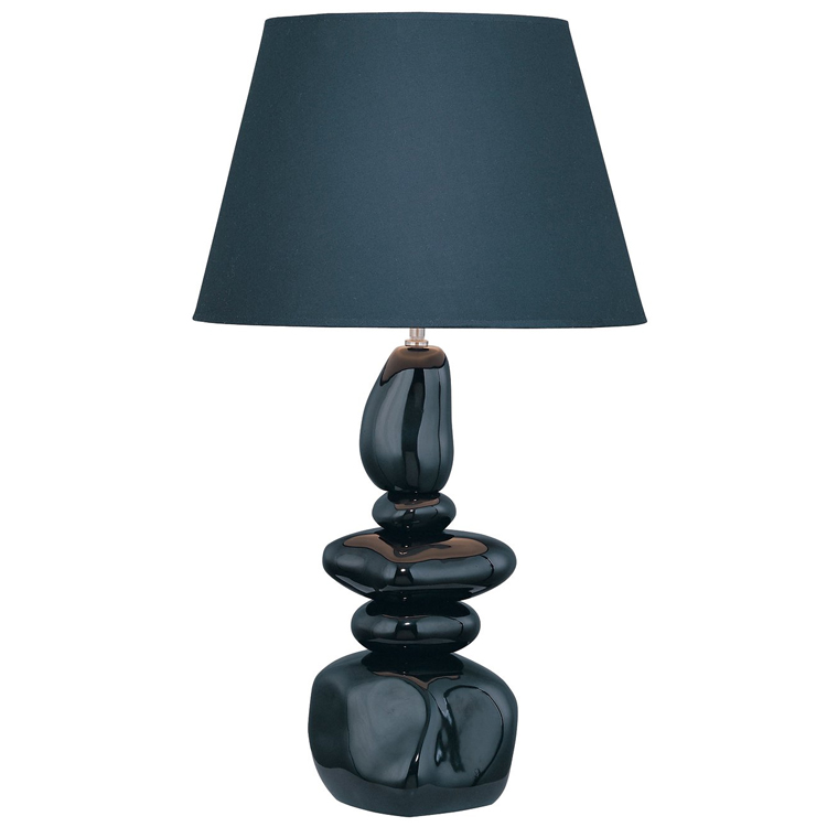 Lite Source Beynon Table Lamp in Black Ceramic Body with Black Fabric ...