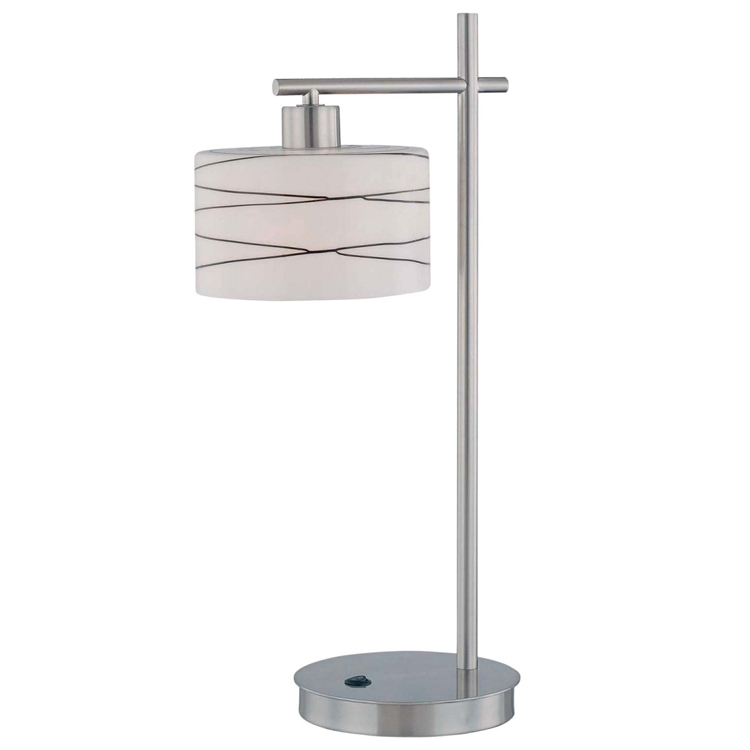 Lite Source Lenza Table Lamp in Polished Steel with Frosted Glass Shade ...