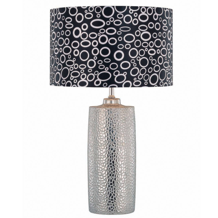 Lite Source Silvio Ceramic Table Lamp in Silver with printed Black and ...