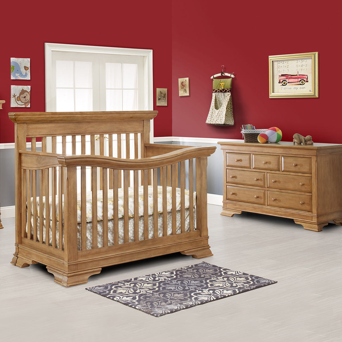 Lusso Manchester 2 Piece Nursery Set - Crib With Mini Rail and Double ...