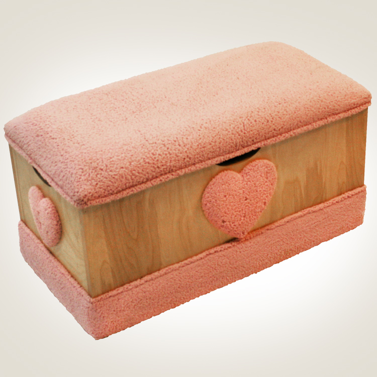 Magical Harmony Kids Pink Cuddle Fur Heart Wooden Toy Box FREE SHIPPING